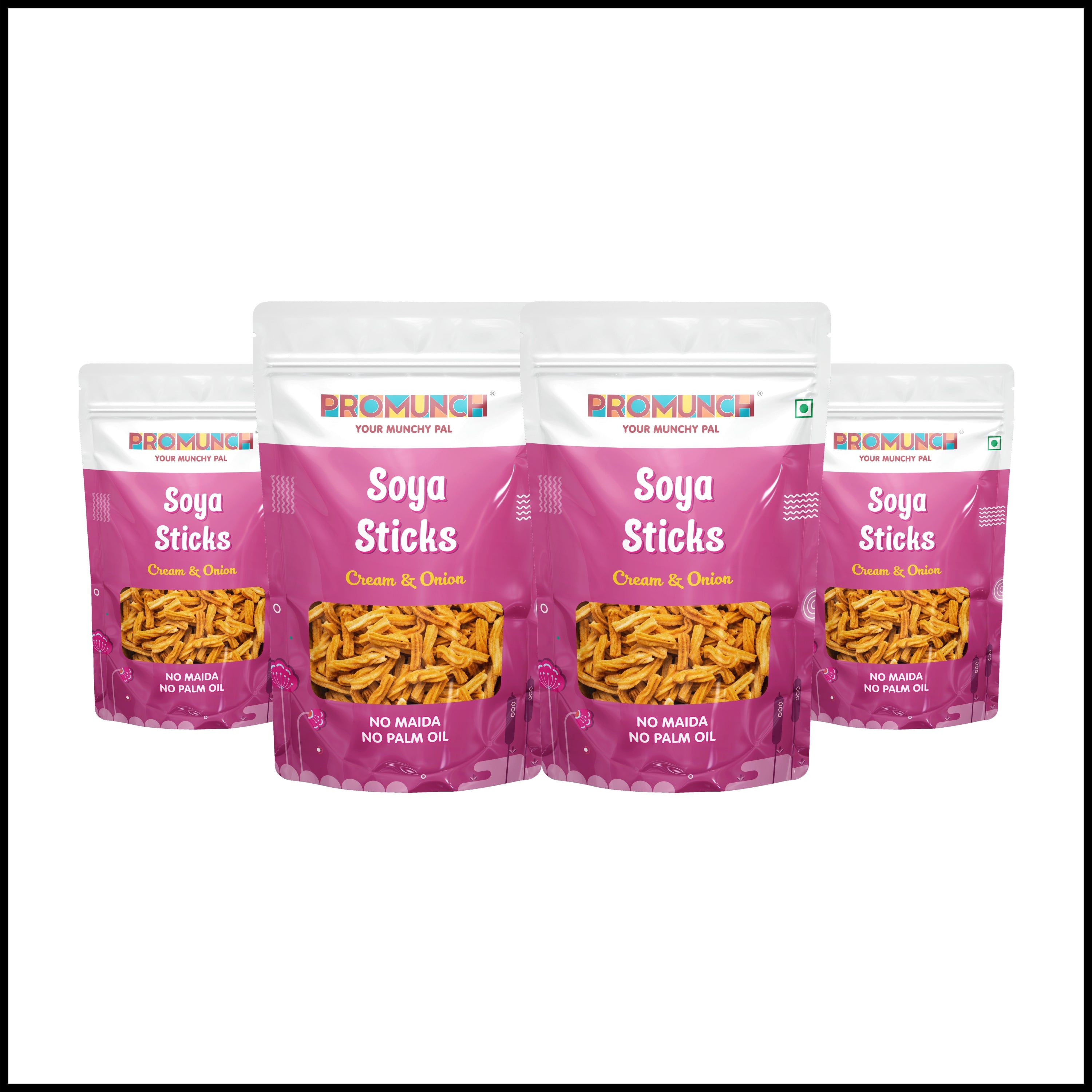 PROMUNCH Soya Sticks - Cream & Onion (Pack of 4; 30g Each)